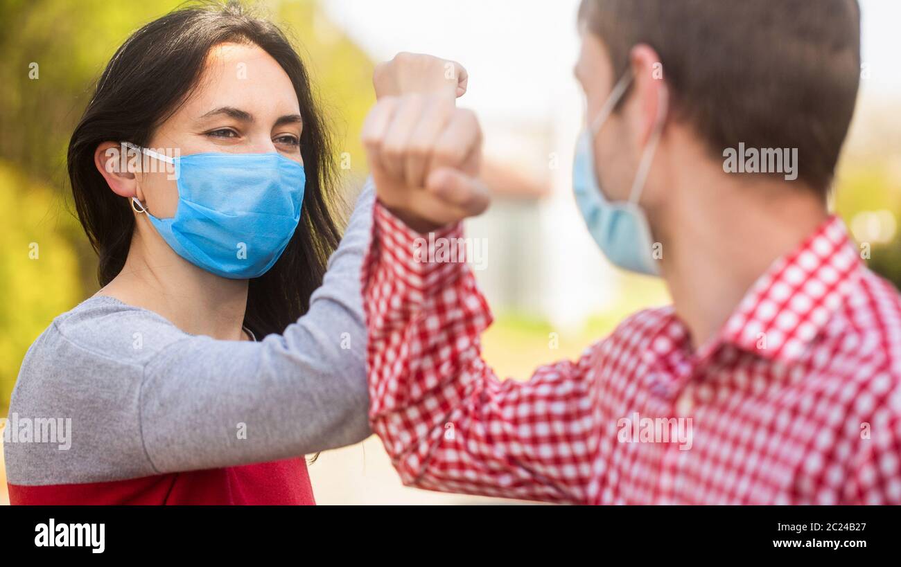 Closeup elbow bump hi-res stock photography and images - Alamy