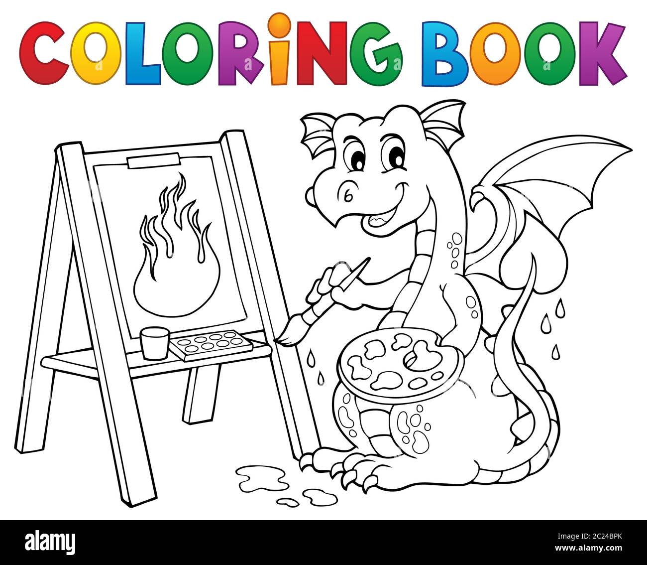 Coloring book painting dragon theme 2 - picture illustration Stock ...