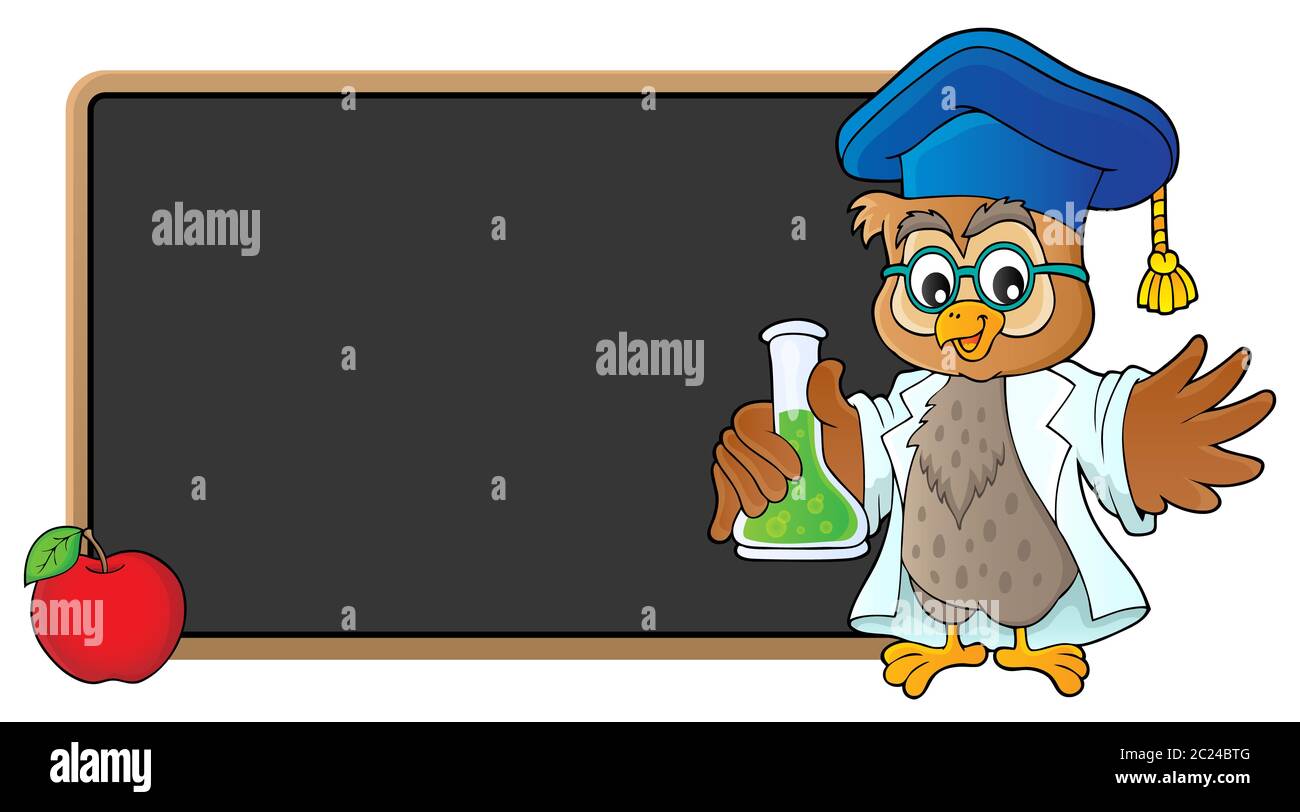 Owl teacher with chemical flask theme 3 - picture illustration Stock ...