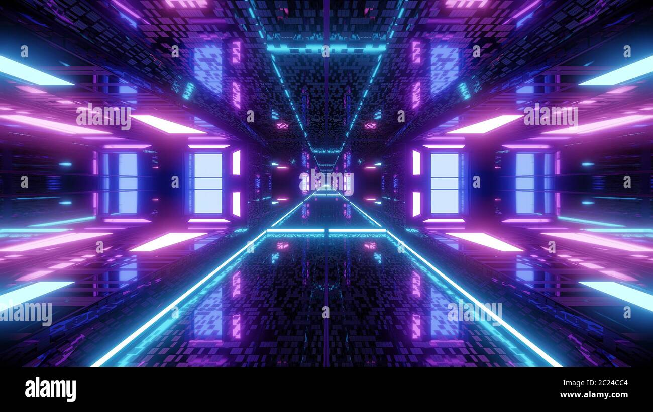 textured scifi glitter tunnel corridor wallpaper background 3d illustration, glowing shine ...