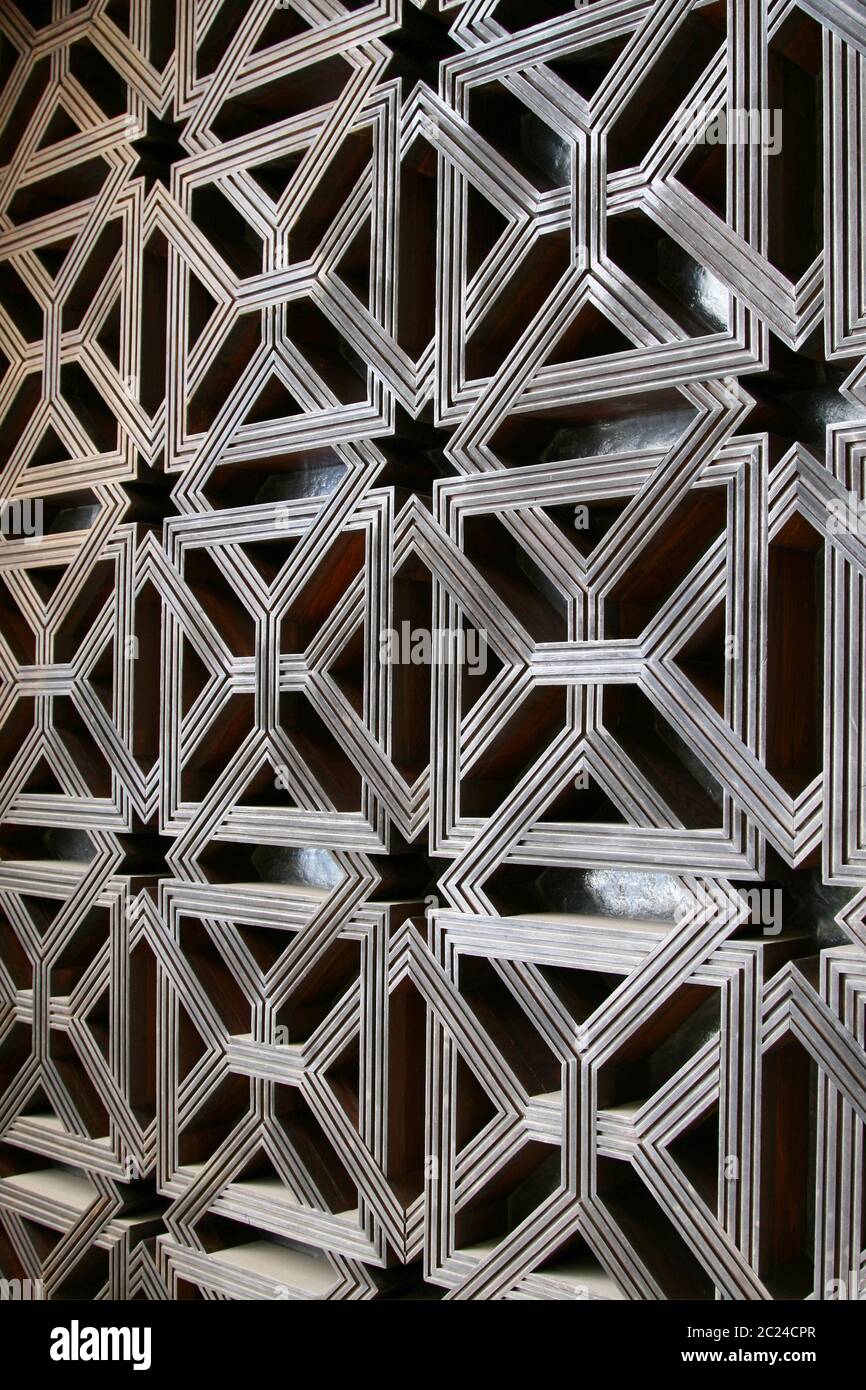 Pattern of star, triangle and square in wooden gate Stock Photo - Alamy