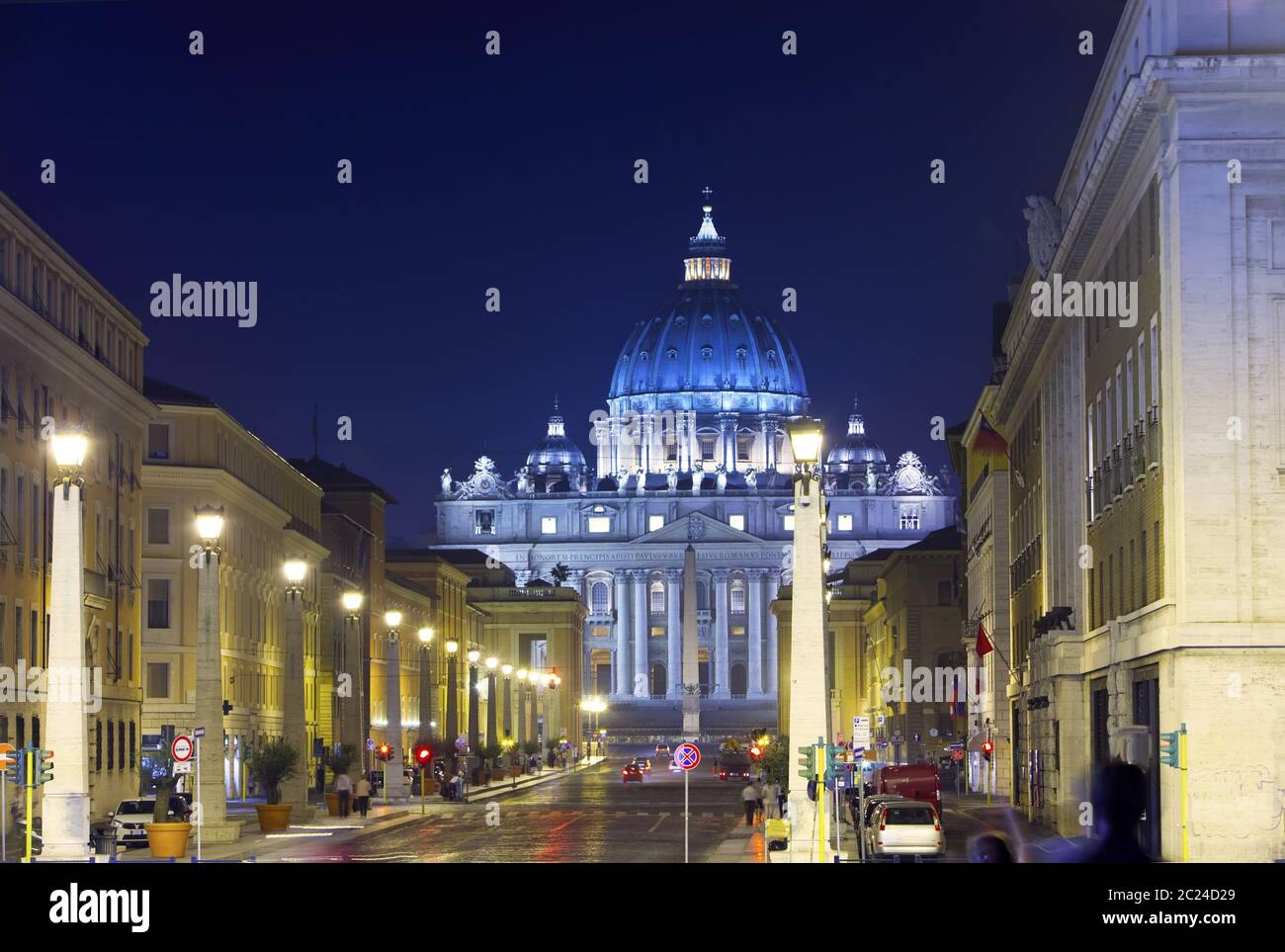 Italy. Rome. Vatican. Street to St. Peter's Square in the night ...
