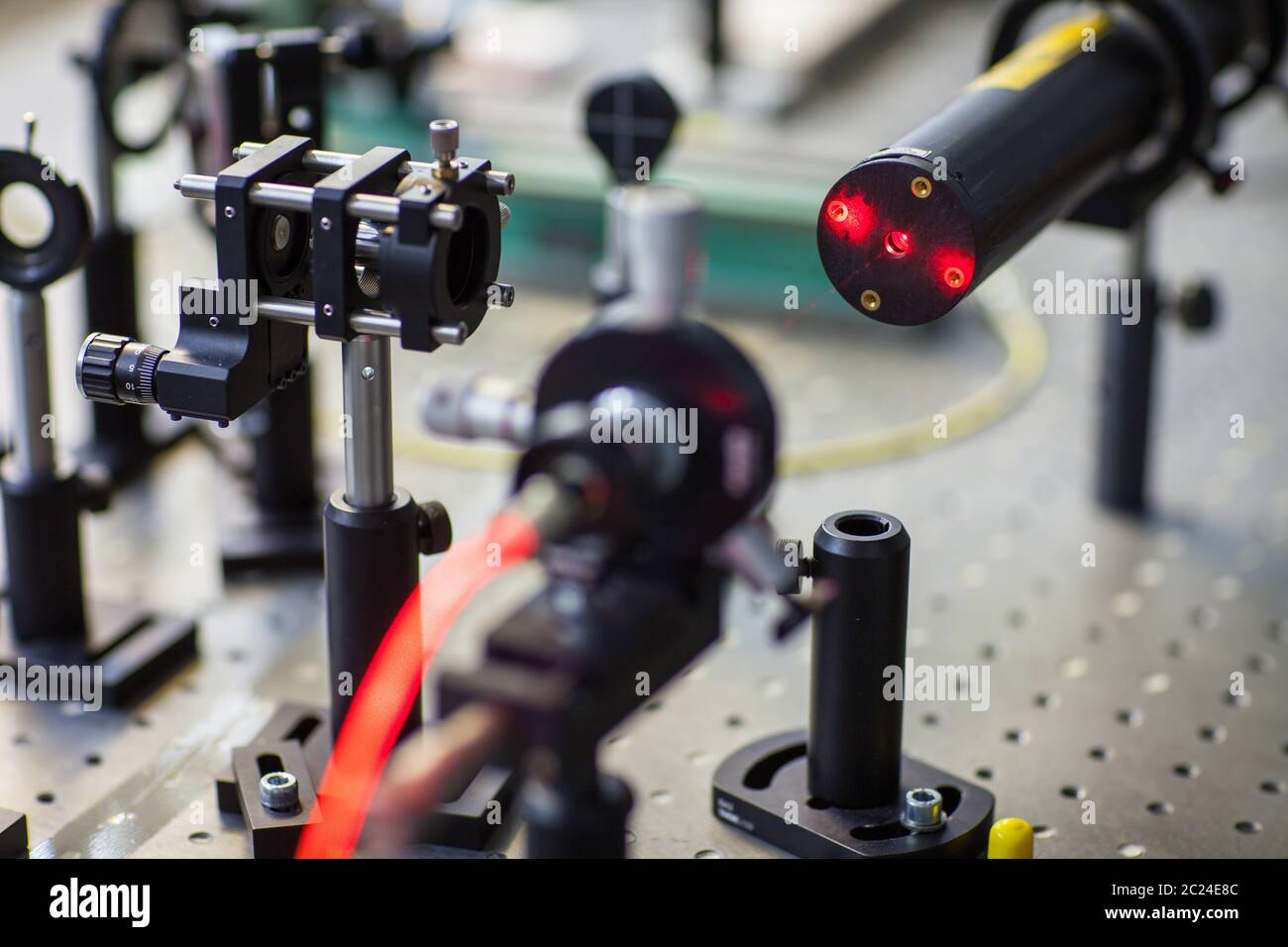 Quantum optics lab installations with laser, irises, appertures - laser ...