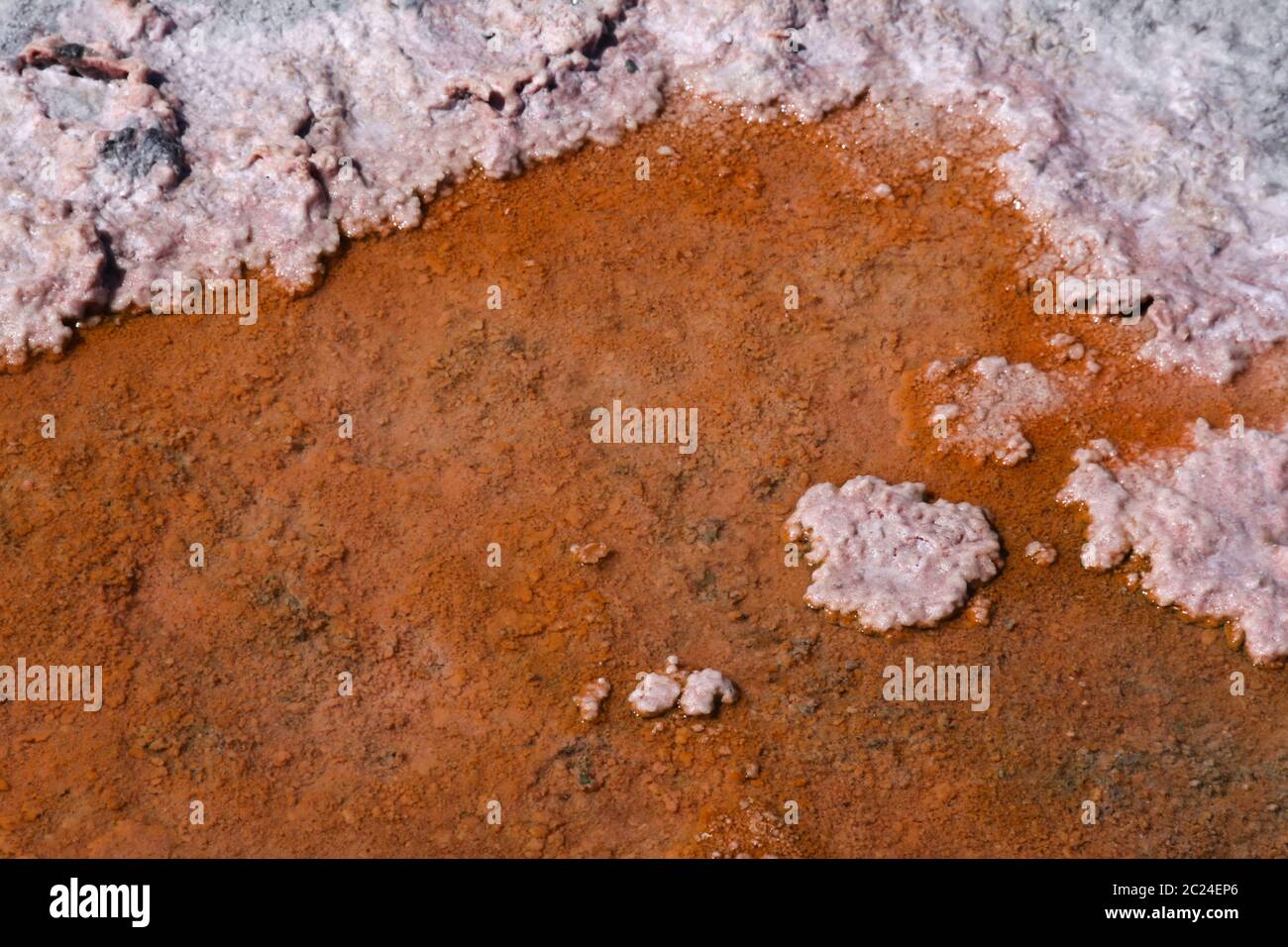 Deposit of white sand on red earth in salt lake Stock Photo - Alamy