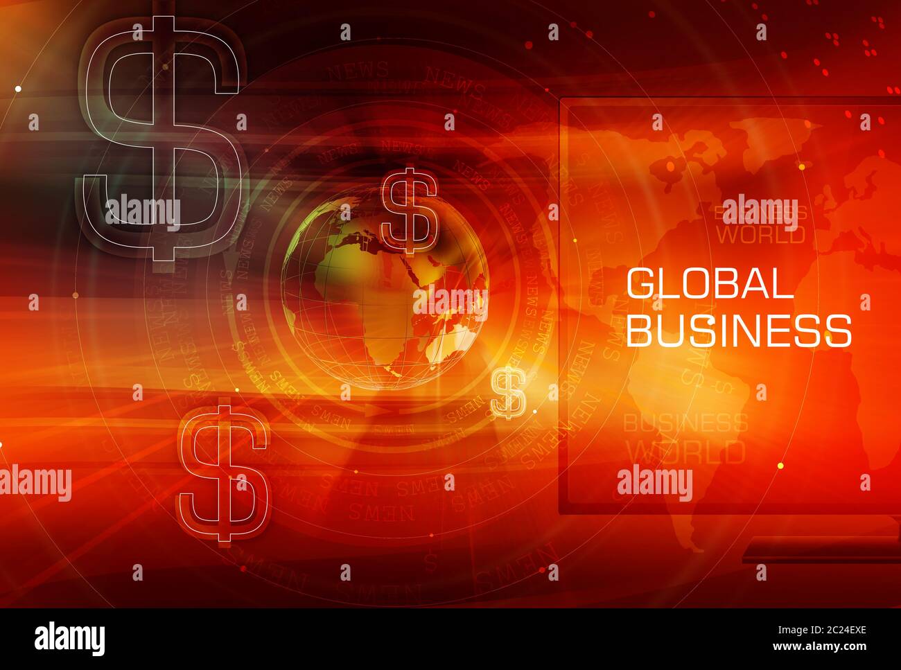 Graphical Finance and Global Business Background with Earth Globe and ...