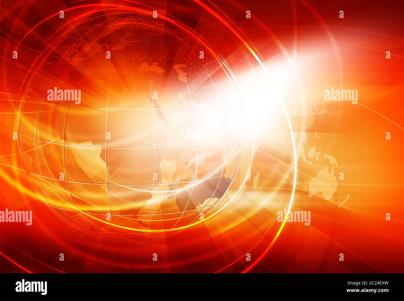 Graphical global business and trading background with earth globe and ...