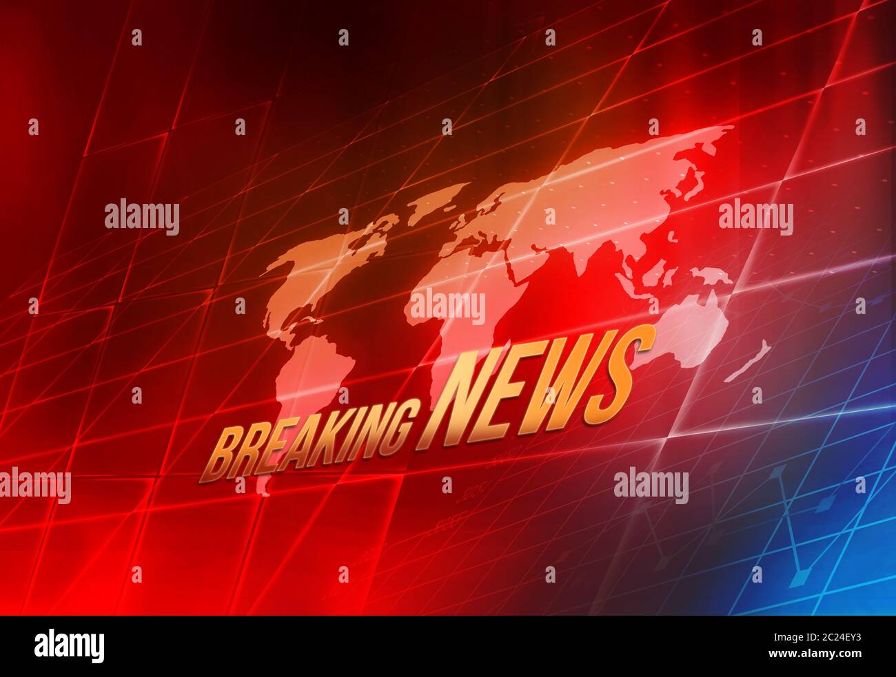 Graphical Digital World Breaking News background, World Map Inside Big ...