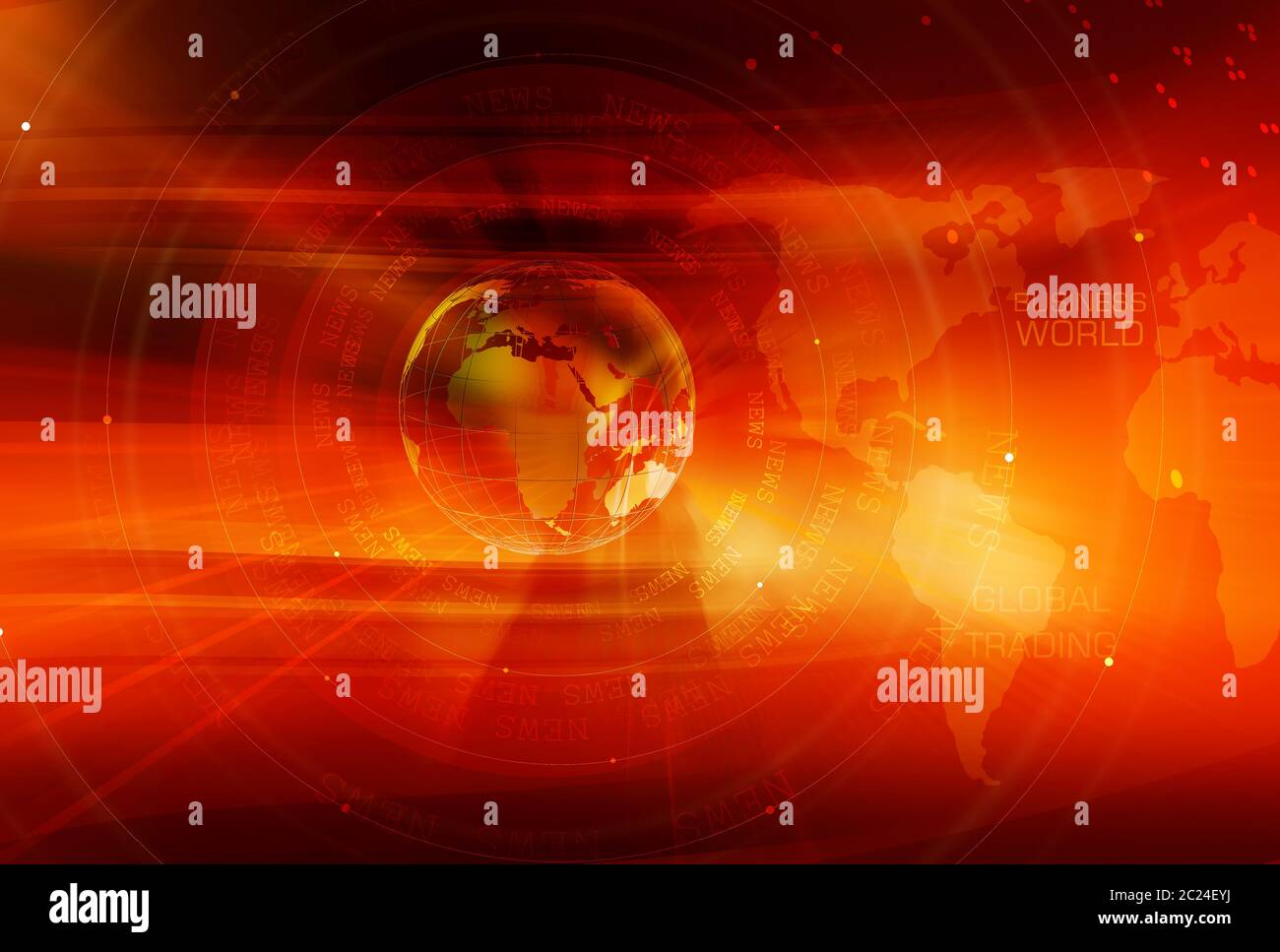 Graphical Global Business Background. Earth Globe with Multiple Circles ...