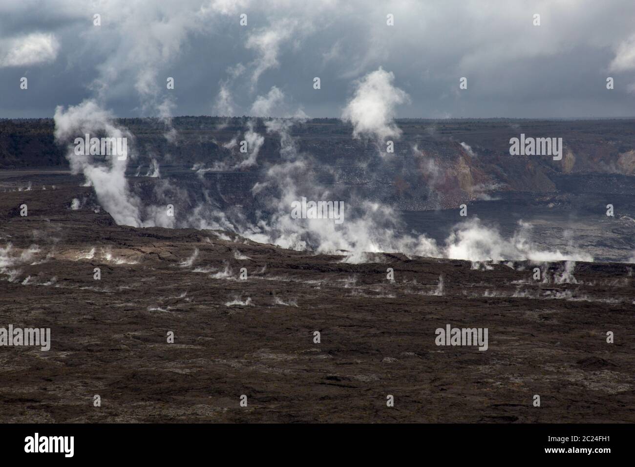 Gloomy ascending smoke from crater of volcano Stock Photo - Alamy