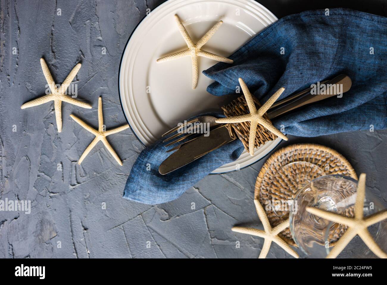 Summer marine table setting Stock Photo - Alamy