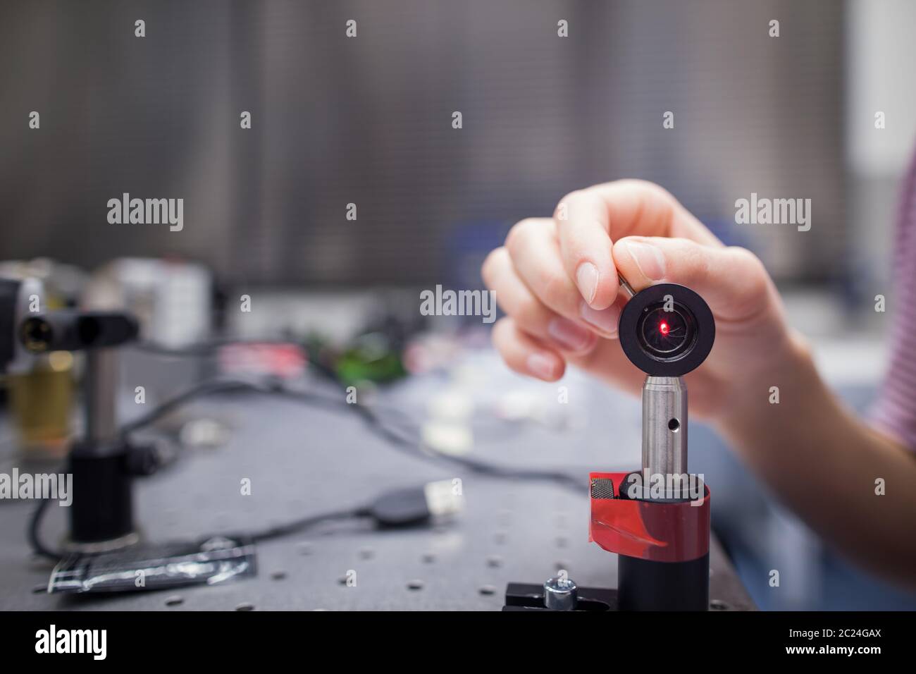 Equipment in a quantum optics lab (color toned image Stock Photo - Alamy