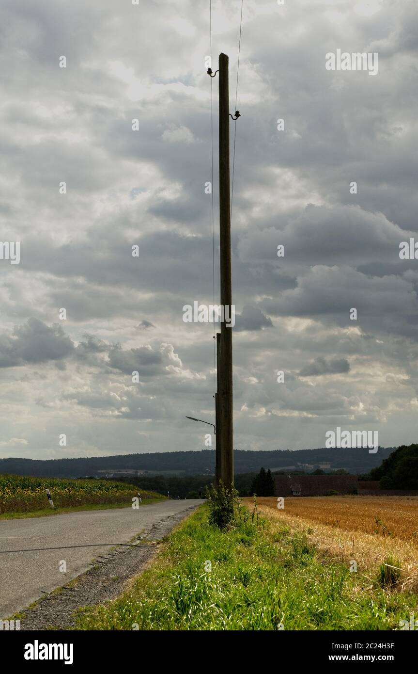 country road with telegraph posts in line Stock Photo - Alamy