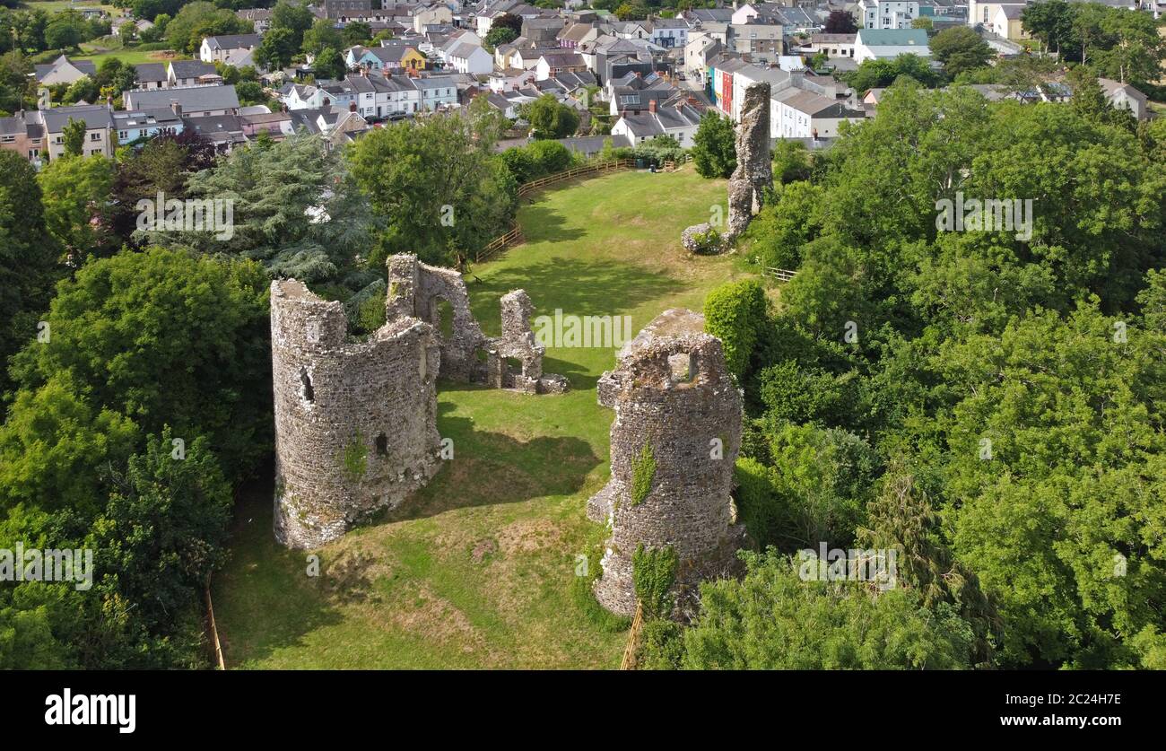 Aerial view of Narberth Castle, Pembrokeshire Wales UK Stock Photo - Alamy