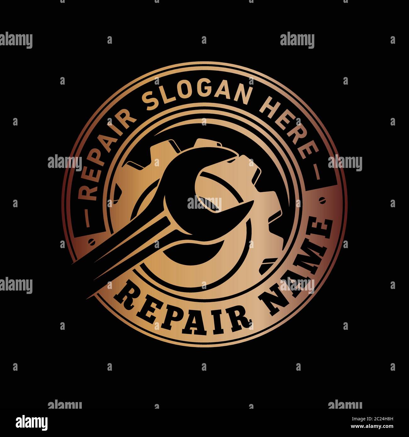 Repair logo design. Wrench and gear, repair, fix machine, maintenance ...