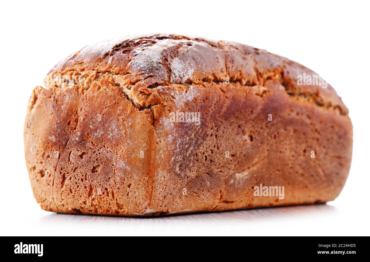 Large loaf of fresh organic bread isolated on white background Stock ...