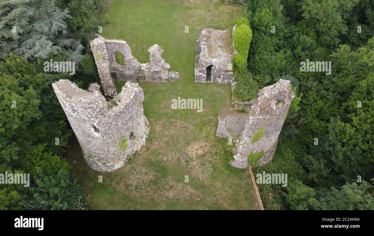 Aerial view of Narberth Castle, Pembrokeshire Wales UK United Kingdom ...