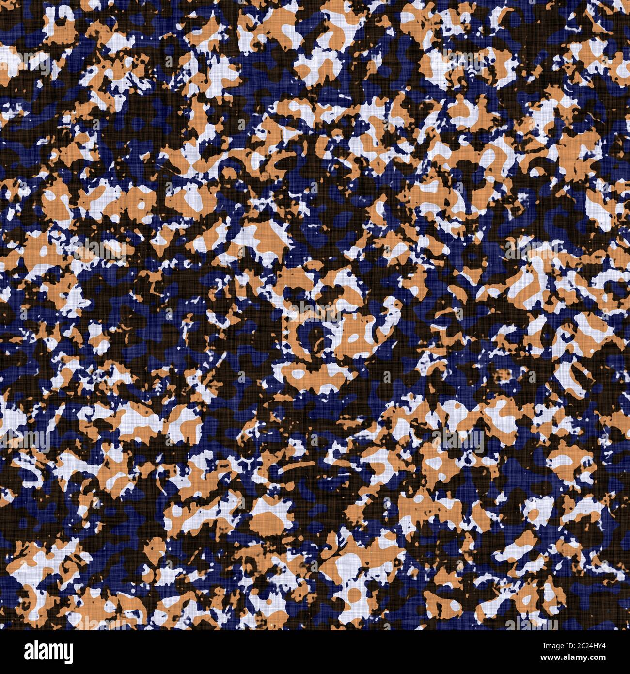 Seamless indigo dyed bandana texture. Blue orange stain woven cotton ...