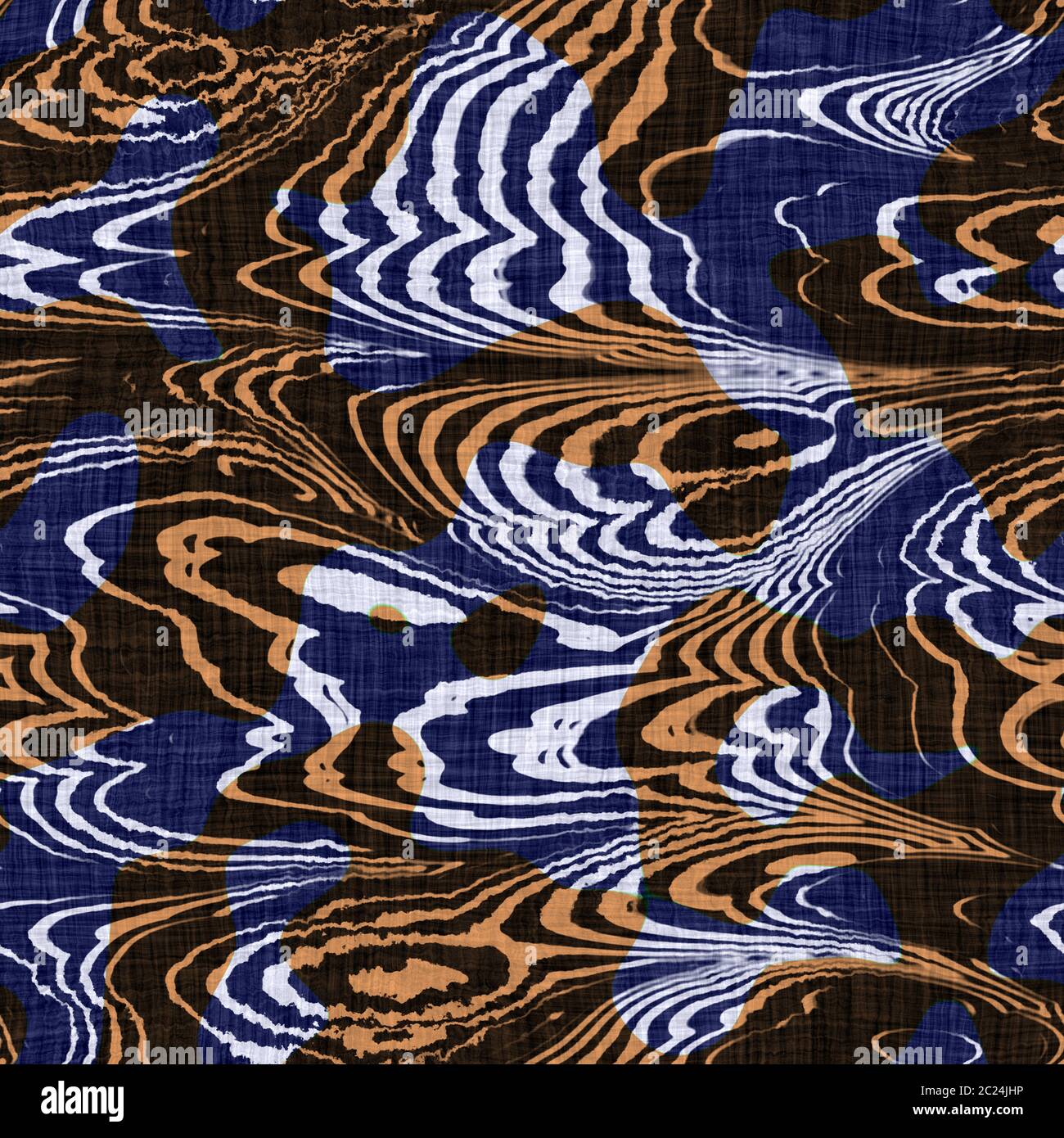 Seamless indigo dyed bandana texture. Blue orange stain woven cotton ...