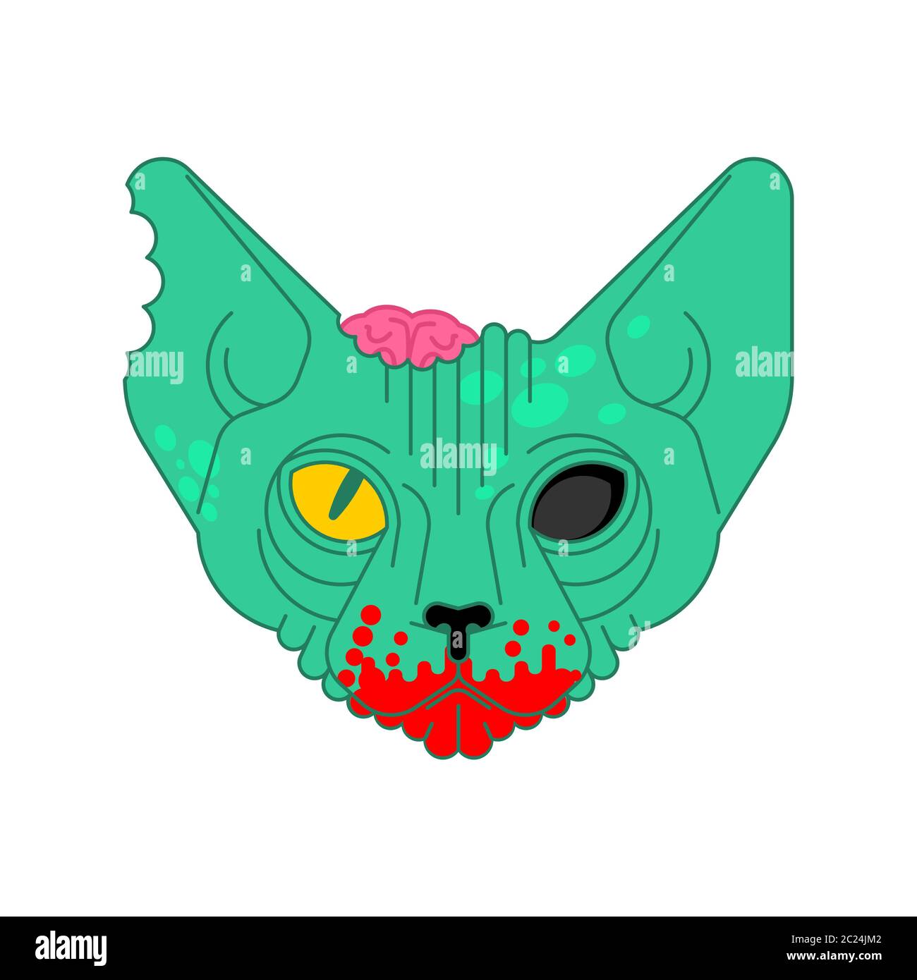 Zombie cat. Pet green monster. vector illustration Stock Vector Image ...
