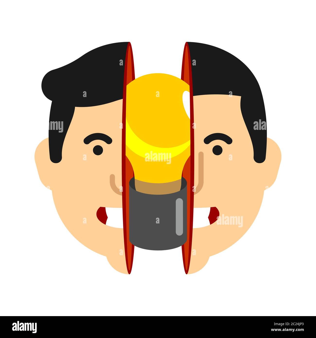 Light bulb inside head human. Idea inside head concept. vector ...