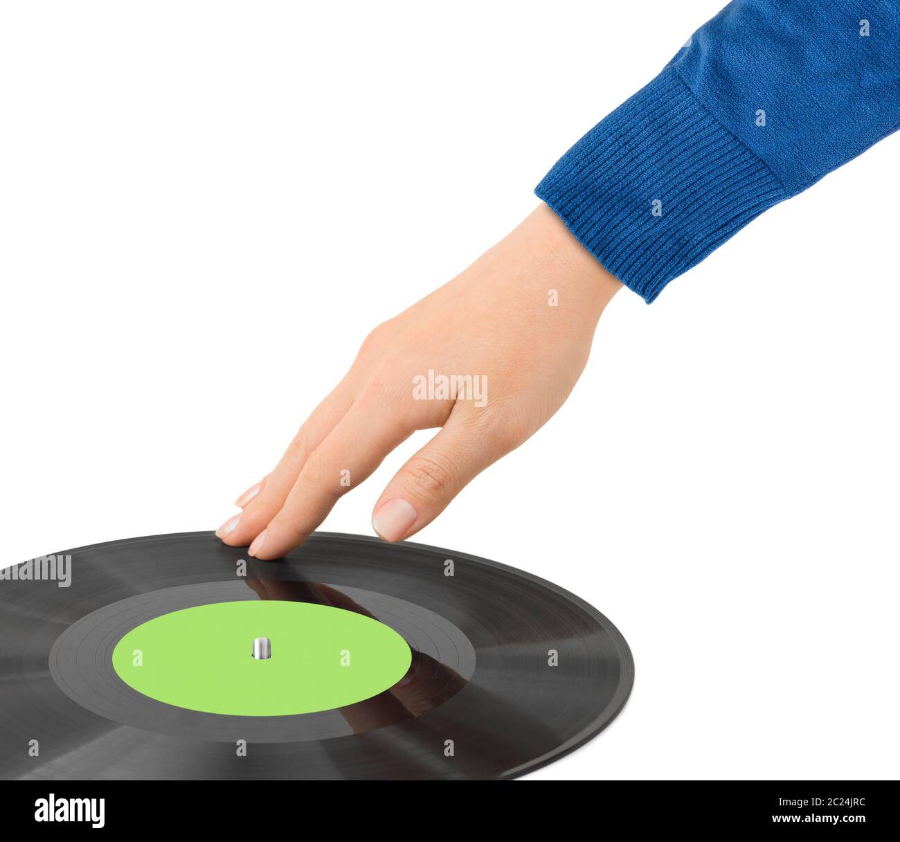 DJ hand and disk Stock Photo - Alamy