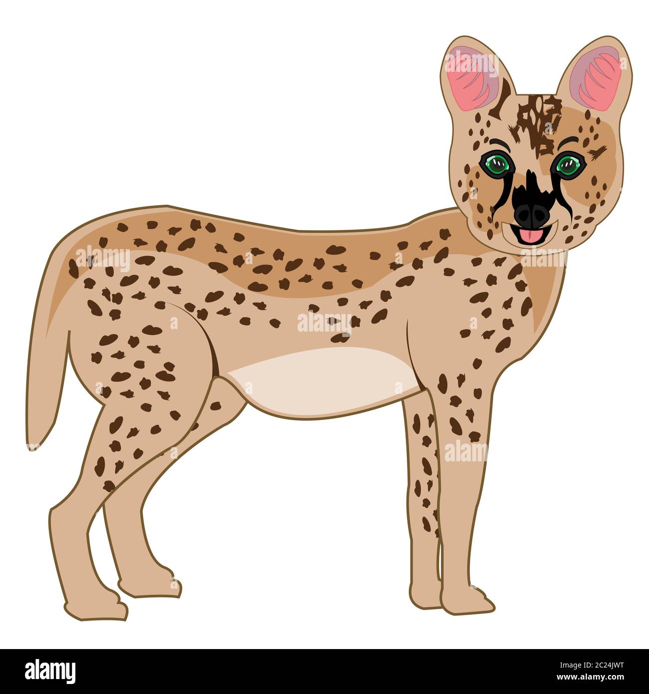 Vector illustration of the cartoon of the wild african cat serval Stock ...