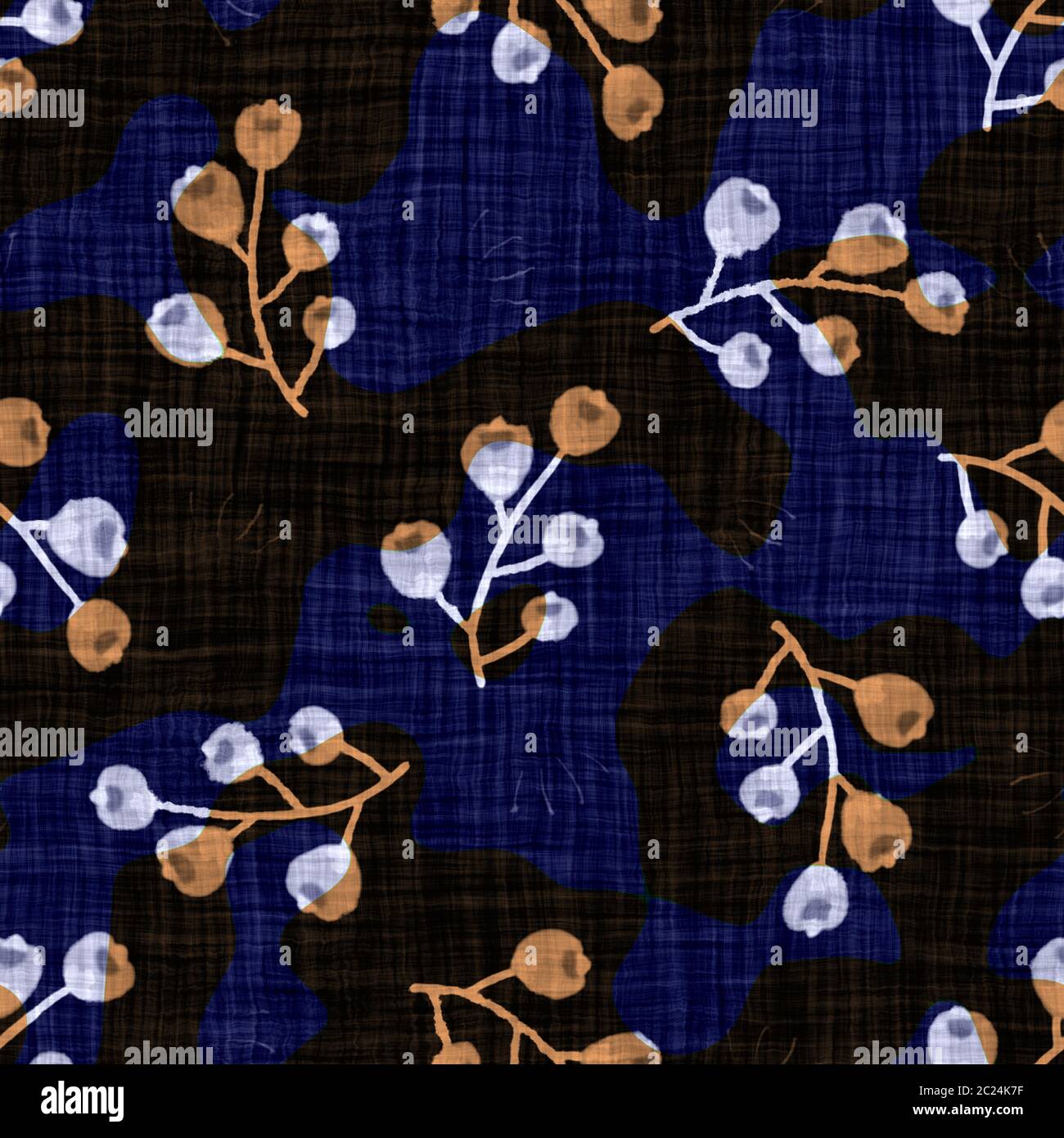 Seamless indigo dyed bandana texture. Blue dark woven cotton effect ...