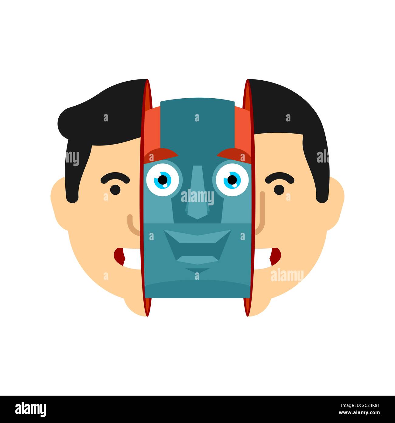 Robot inside human head. Iron Skull Cyborg Stock Vector Image & Art - Alamy