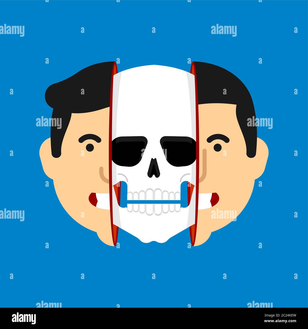 Skull inside head human. Anatomy vector illustration Stock Vector Image ...
