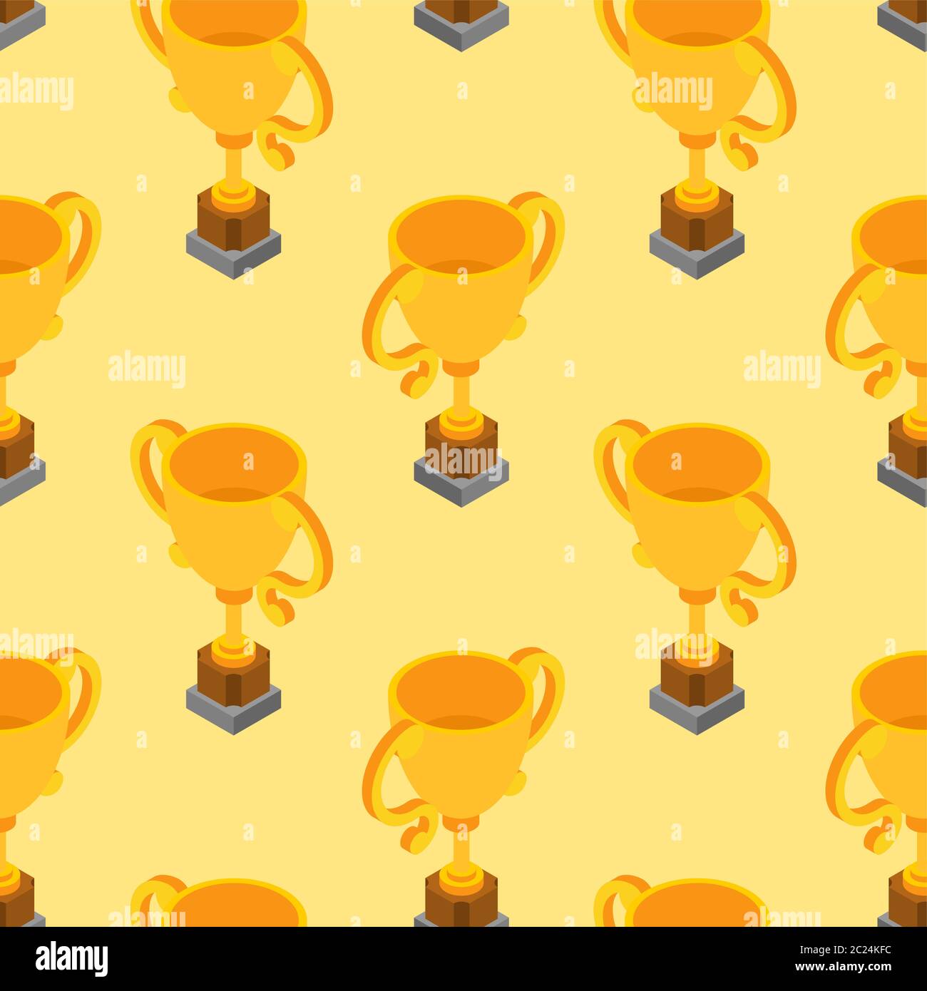Gold cup pattern seamless. Golden goblet background. Achievement reward ...
