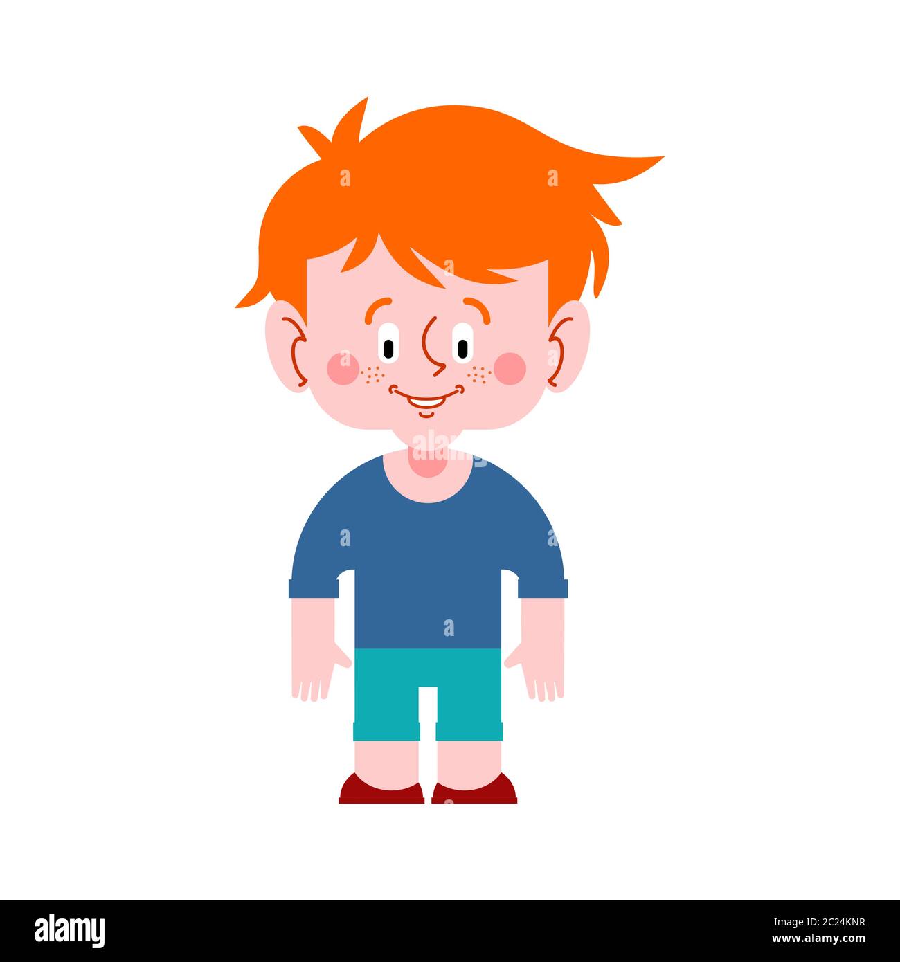 Red-haired boy with freckles cartoon isolated. vector illustration ...