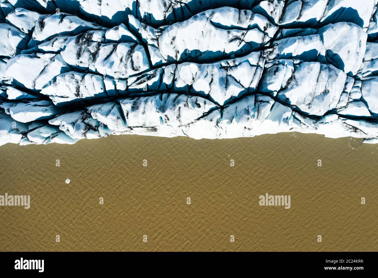 aerial view of glacier from above, ice texture landscape,Iceland Stock ...