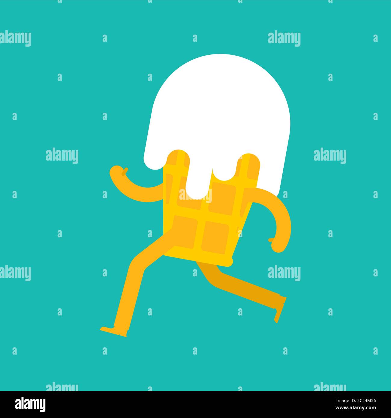 Ice cream run cartoon isolated. Icecream vector illustration Stock ...