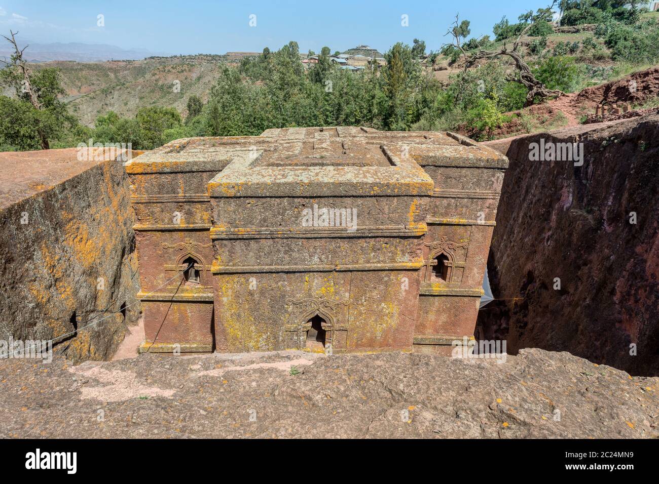 Church of Saint George rock-hewn in the shape of a cross, Bete Giyorgis ...