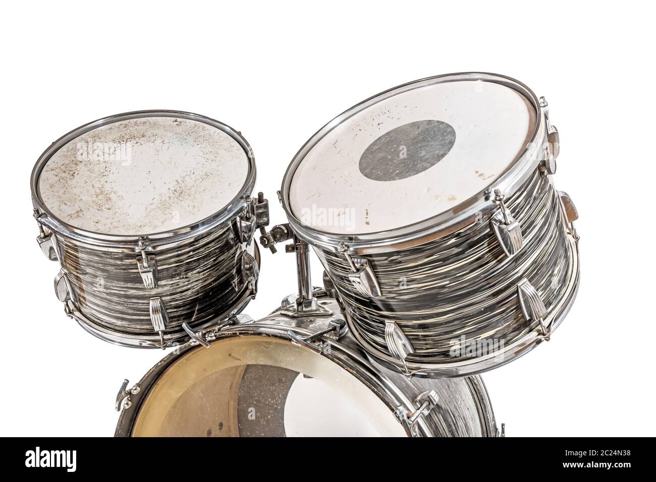 Three drums of an old drums isolated on white Stock Photo - Alamy
