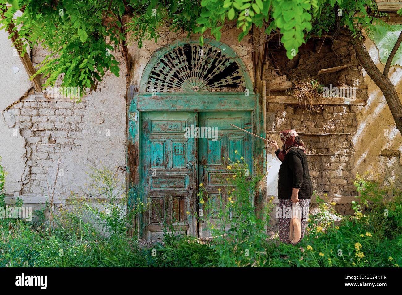 Kizilcahamam, Ankara/Turkey - June 07 2020: An old Turkish woman with a ...