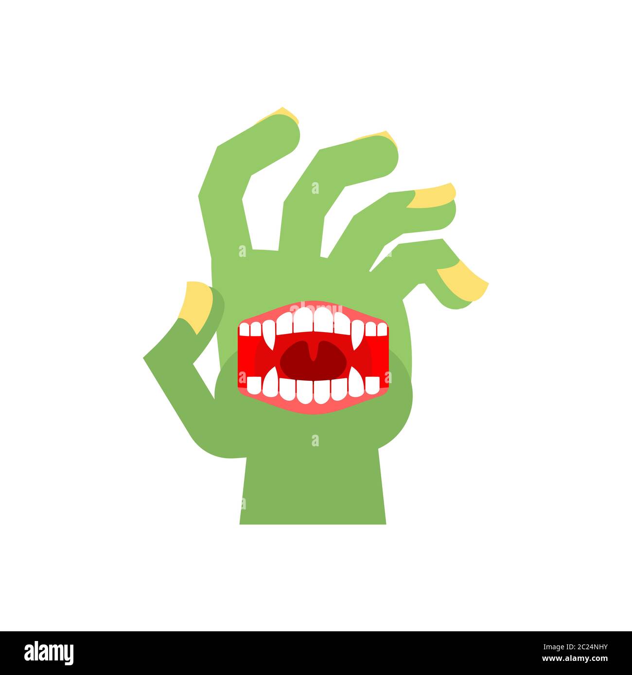 Zombie Hand with mouth isolated. mouth on palm vector illustration ...