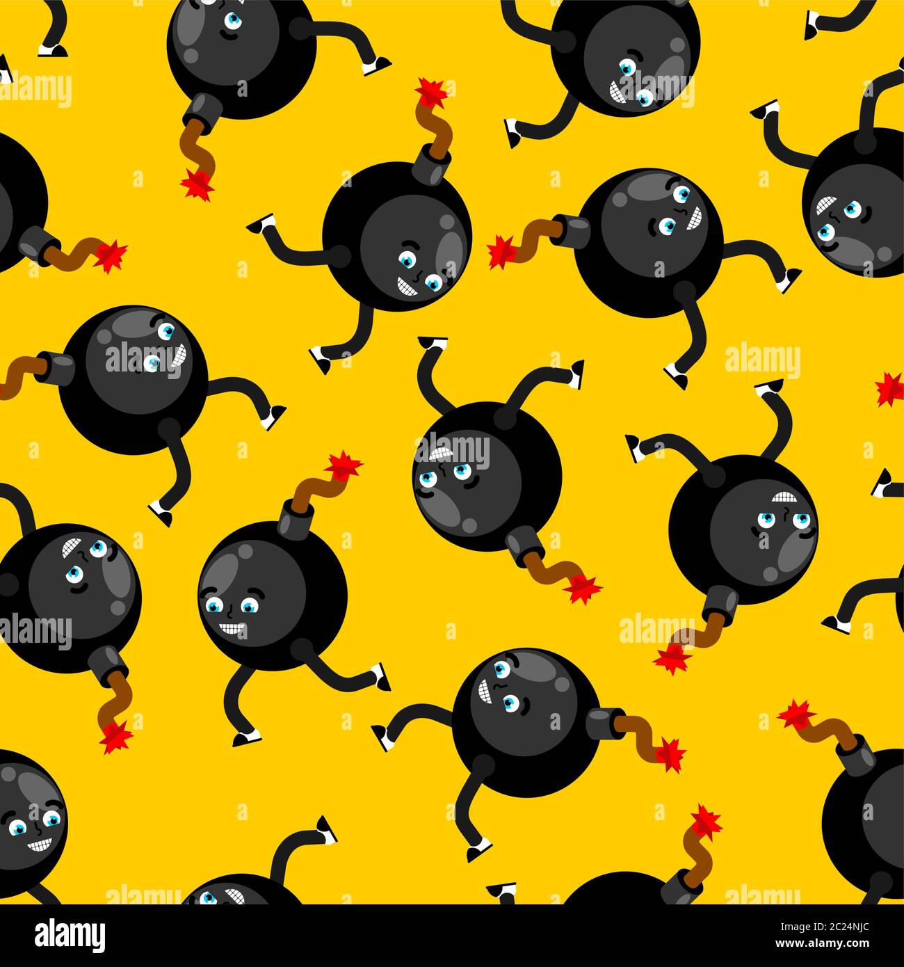 Bomb cartoon pattern seamless. Round Bomb background. vector texture ...