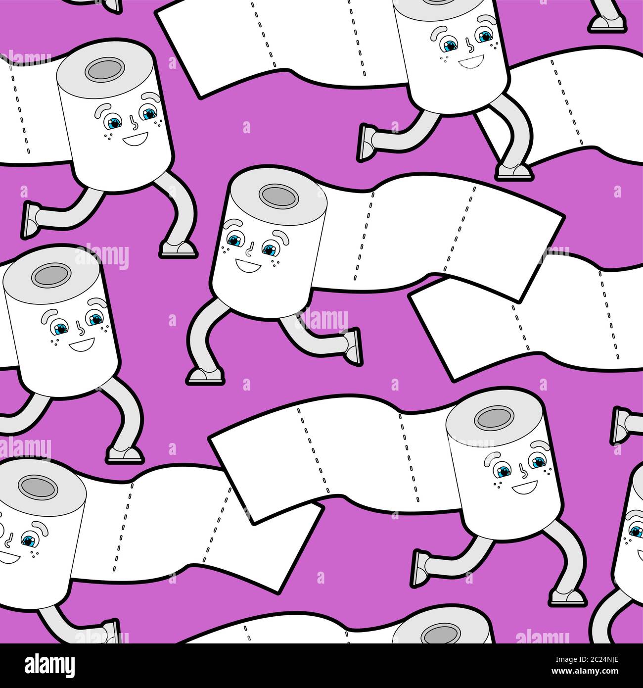 Toilet roll cartoon run pattern seamless. toilet paper background ...