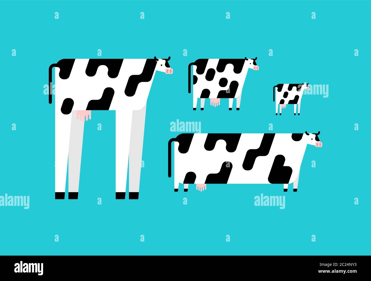 Cartoon cow set. Animal beef vector illustration Stock Vector Image ...