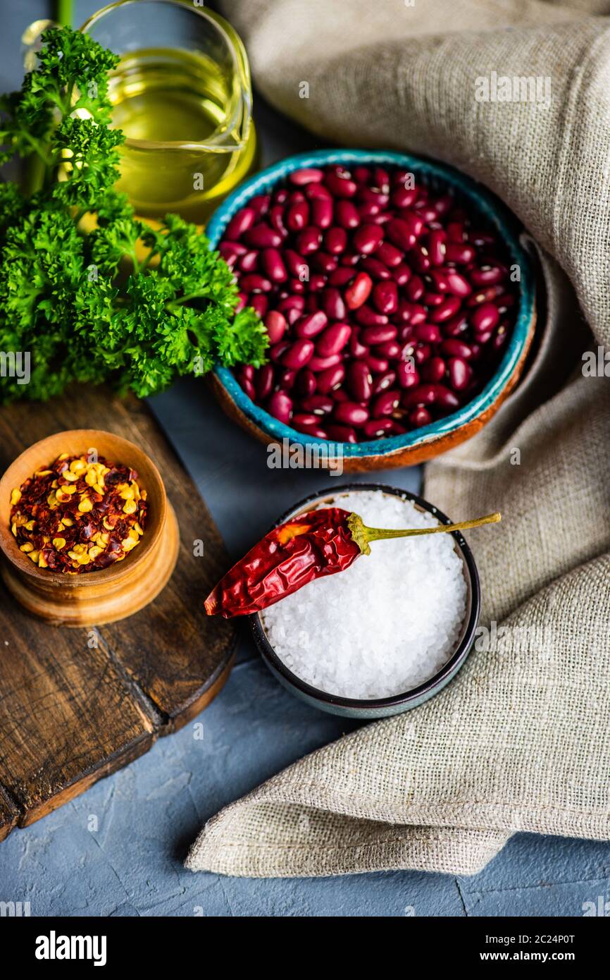 Cooning concept with beans Stock Photo - Alamy