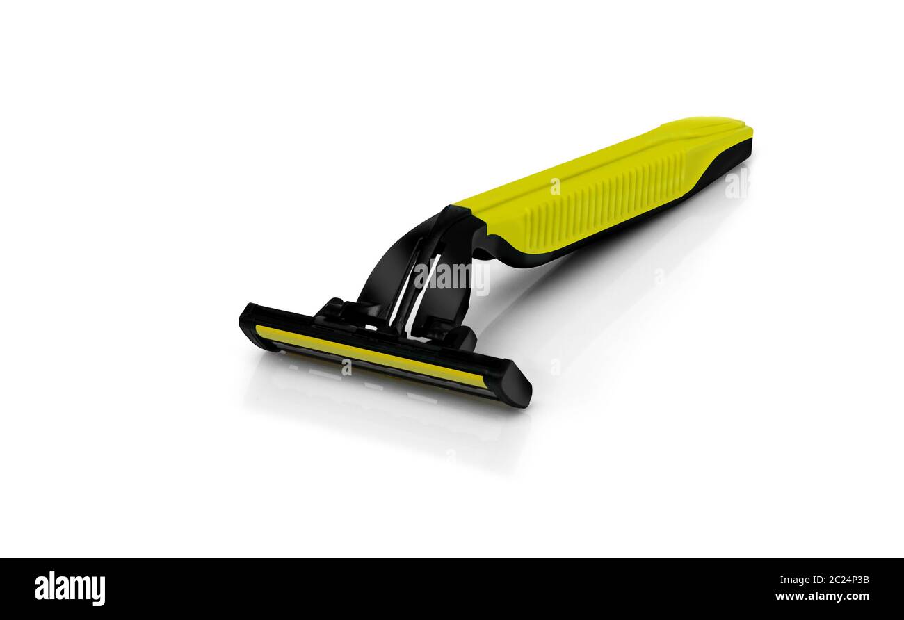 Men's shaving razor. Studio shot isolated on white background. With ...