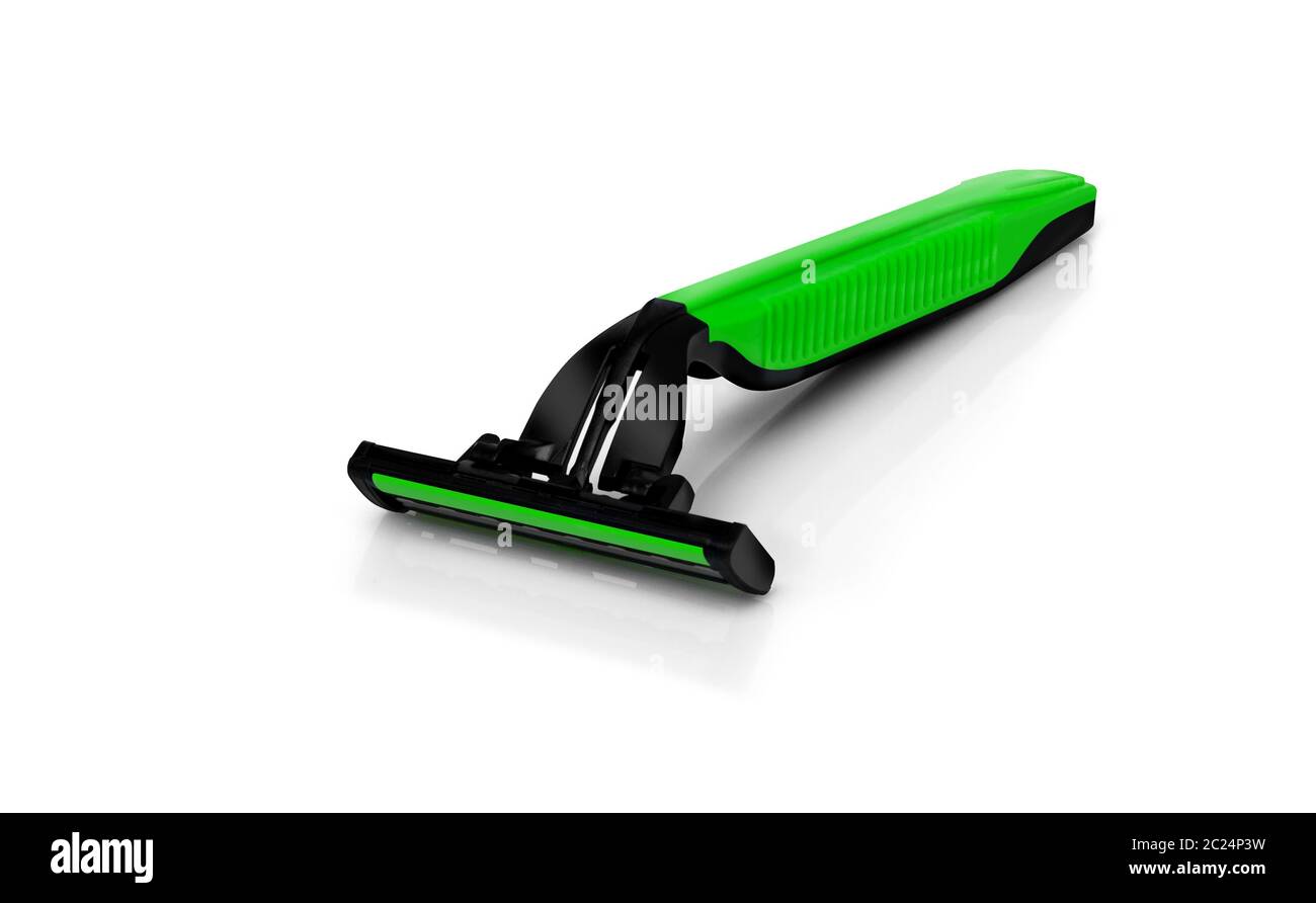 Men's shaving razor. Studio shot isolated on white background. With ...