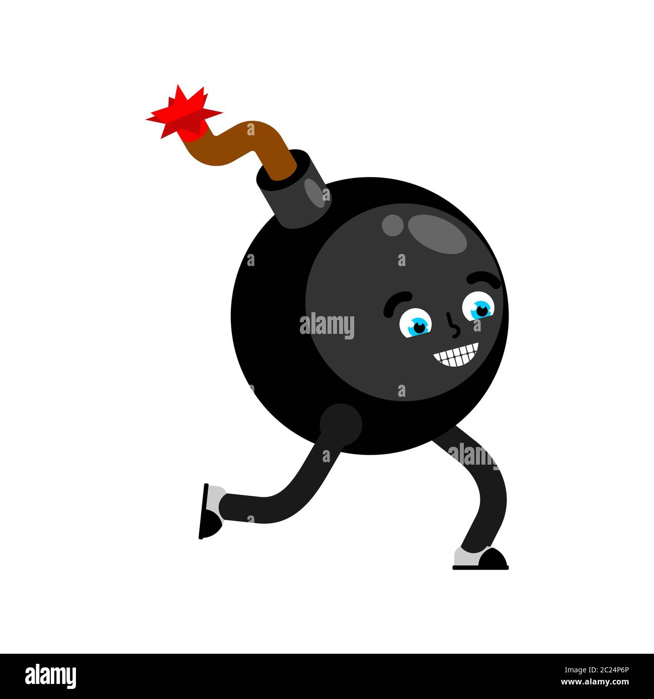 Bomb cartoon run isolated. Round Bomb vector illustration Stock Vector ...