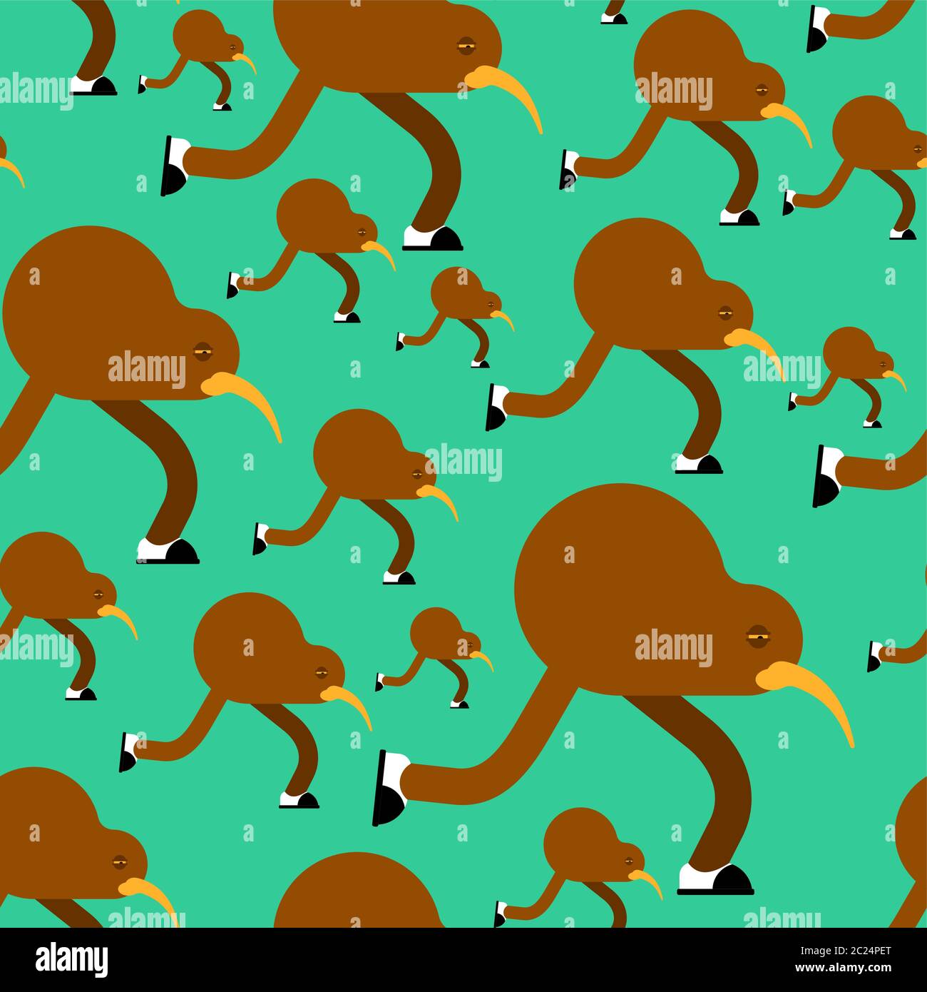 Kiwi bird cartoon pattern seamless. little bird run background. Baby ...