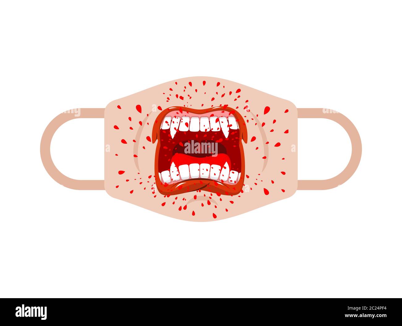 Protective mask template with vampire mouth. Coronavirus protection ...