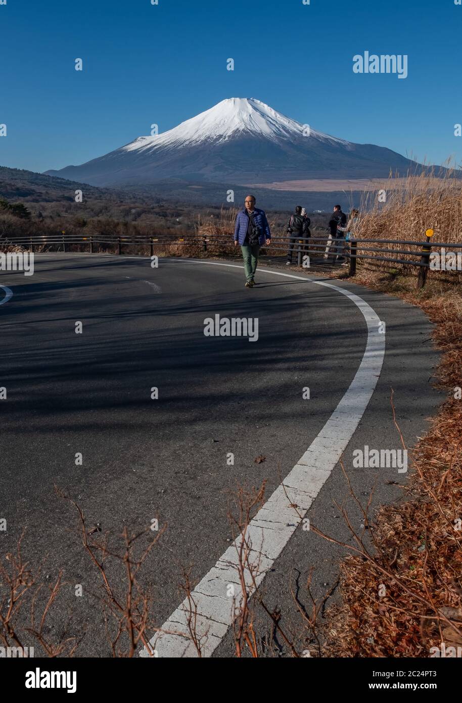 Rural road with Mount Fuji in the background, Japan Stock Photo - Alamy