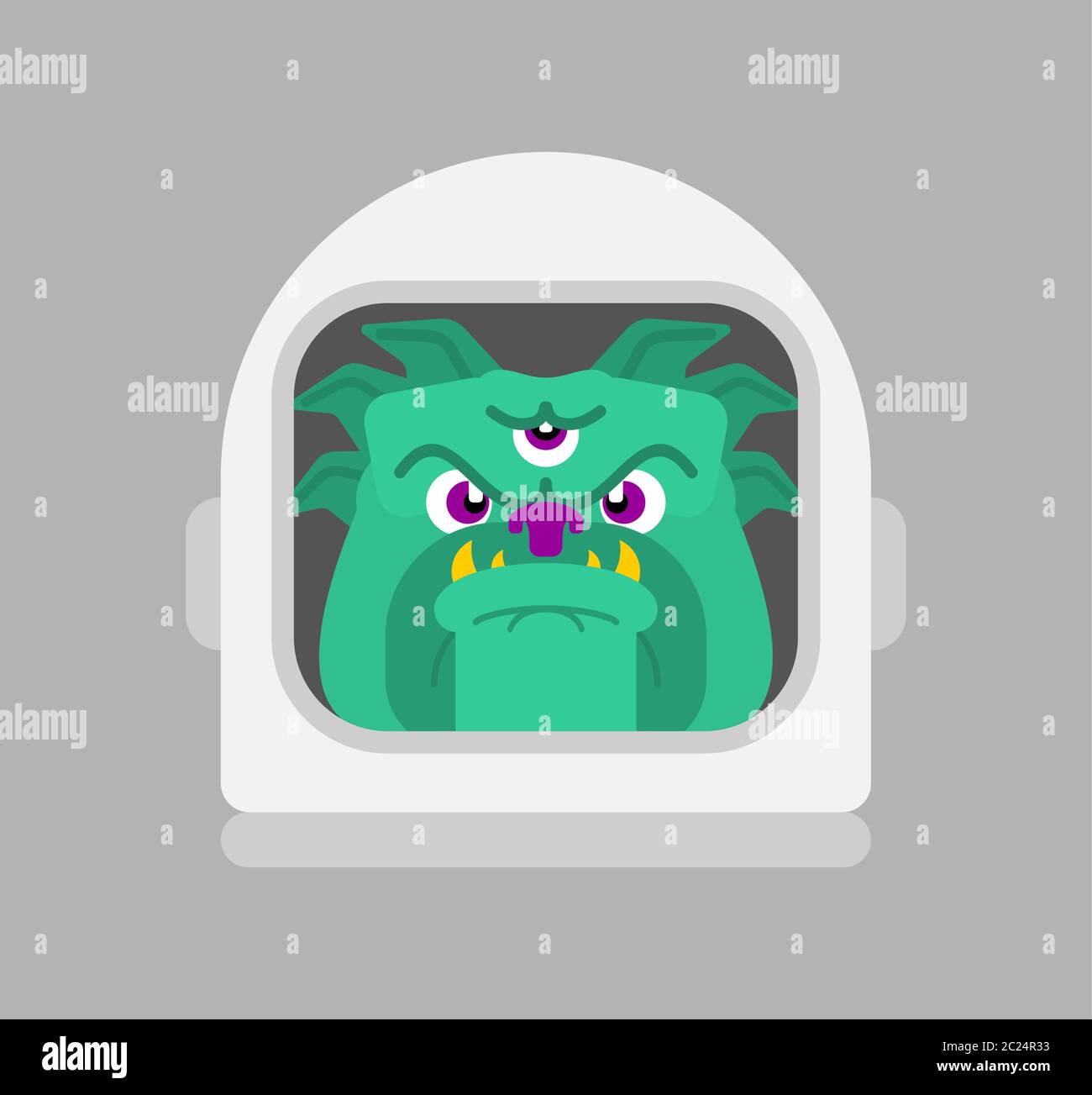 Three-eyed alien dog isolated. Space Pet vector illustration Stock ...