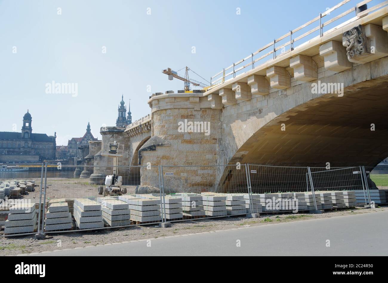 Renovation of the Augustus Bridge Dresden Stock Photo - Alamy