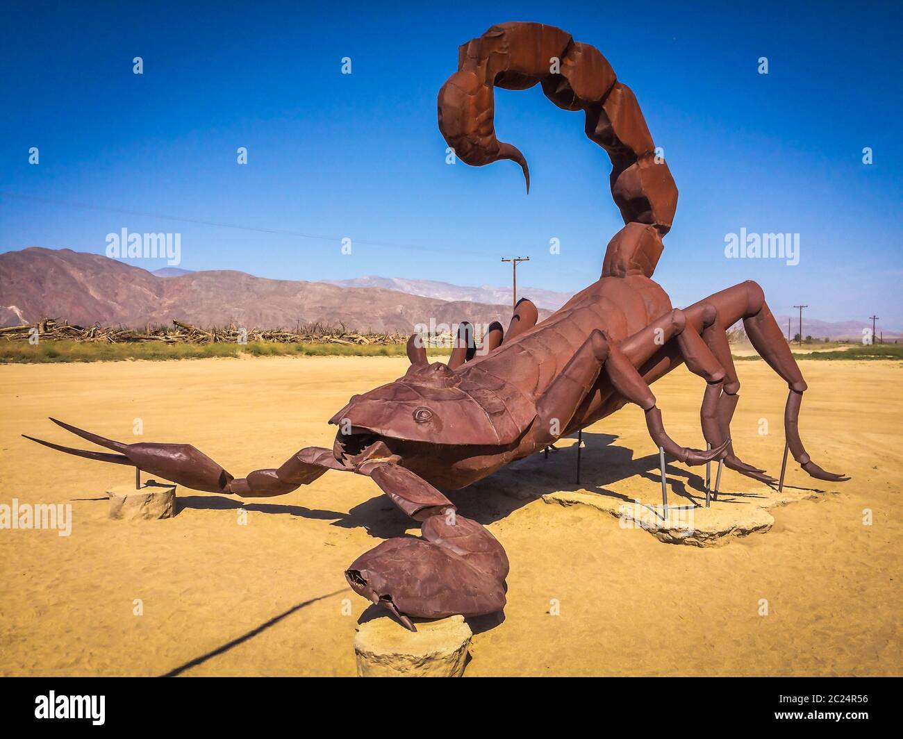 California, USA, March 2019, metal scorpion sculpture by the artist ...